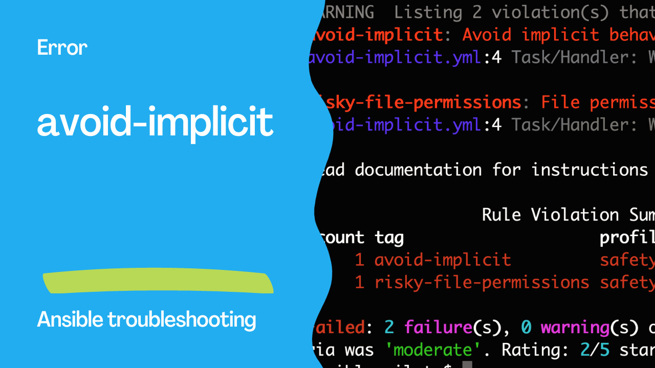 Ansible troubleshooting - Error avoid-implicit